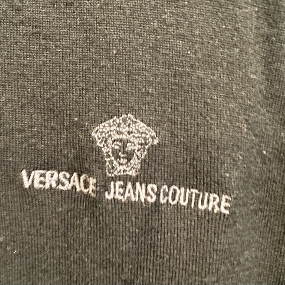 Authentic Versace Logo Designer Black Knit Sweater Ma… - Gem